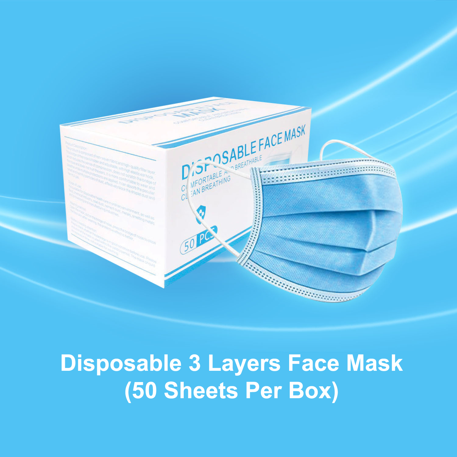 Disposable 3 Layers Face Mask (50 Sheets Per Box)